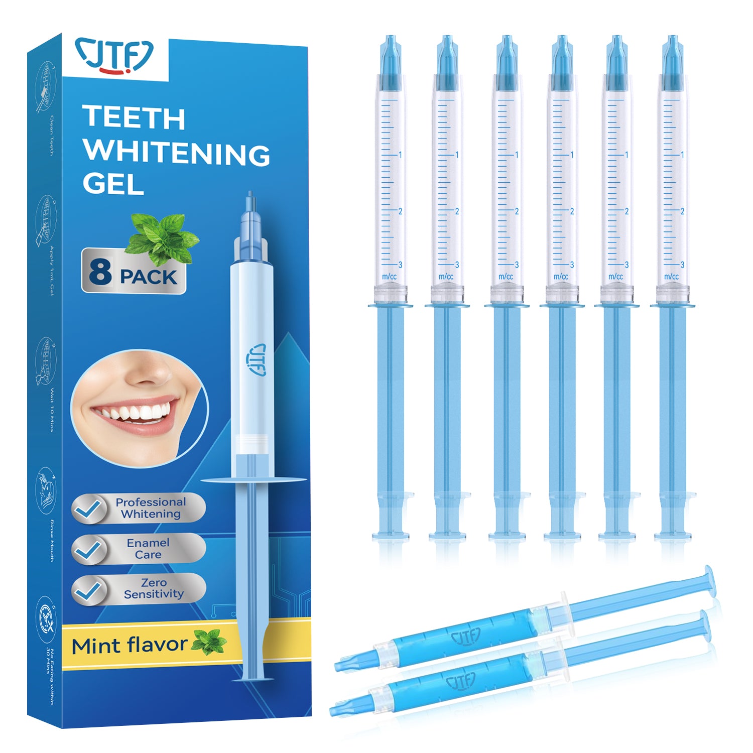 JTF 8-Pack Teeth Whitening Gel Refills Kit, 6 Whitening Gels Containin